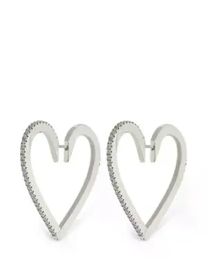 CADAR Endless Heart Diamond Hoop Earrings - Silver