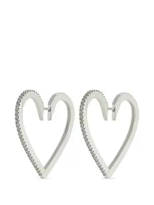 CADAR Endless Heart Diamond Hoop Earrings - Silver
