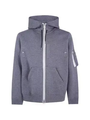 Sacai Zip-up Panelled Hoodie - Grey