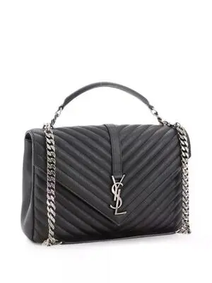 Saint Laurent Monogram College Shoulder Bag Matelassé Chevron Leather