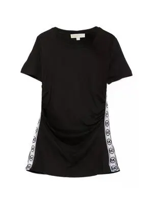 Michael Kors Logo-tape Ruched T-shirt - Black