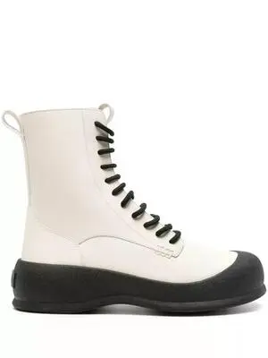 Bally Lace-up Leather Boots - White