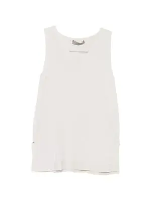 D.exterior V-neck Side-slit Top