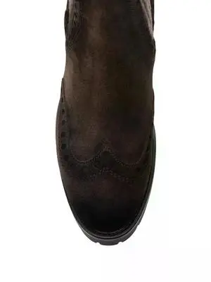 Santoni Brogue-detail Sock Ankle Boots - Brown