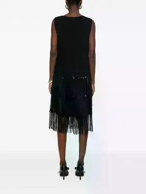 DE SANTIS Sequin-embellished Fringed Midi Dress