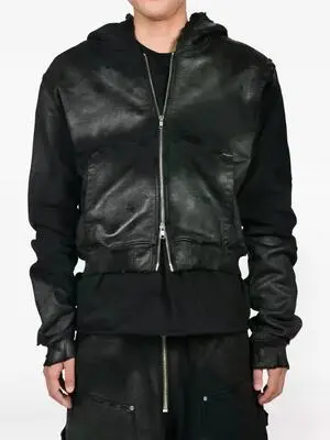 FILTH Waxed Distressed-effect Zip-up Hoodie