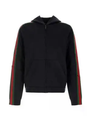 Gucci Silk Cotton Jersey Zip Jacket With Web - Blue