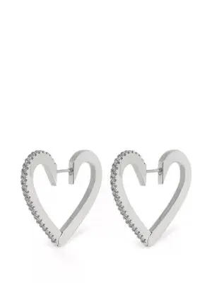 CADAR Endless Heart Diamond Hoop Earrings - Silver