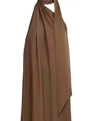 TALLER MARMO Halterneck Tie-fastening Maxi Dress - Brown