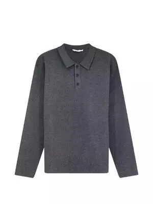 HEVO Button-fastening Long-sleeve Polo - Grey