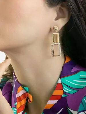 Goshwara Yellow Beryl And Morganite Diamond Drop Earrings - Gold