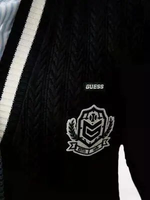 Guess Cable Knit Logo Patch Cardigan
