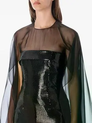 Alberta Ferretti Sequin-embellished Cape-sleeve Mini Dress