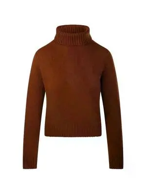 BEYOU Roll-neck Ribbed-trim Jumper - Brown