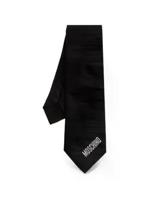 Moschino Logo-embroidered Silk Tie - Black