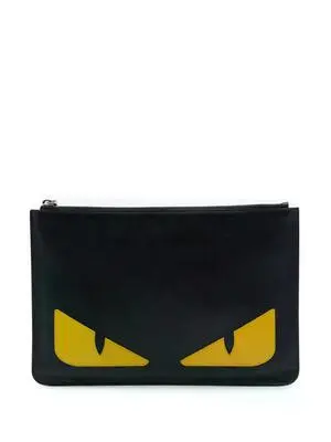 Fendi 2010-2026 Leather Monster Clutch Bag - Black