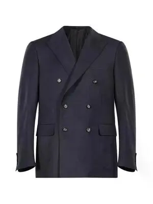 Canali Check-pattern Double-breasted Suit - Blue
