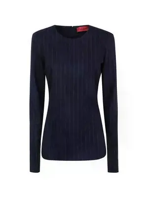 THELATEST Pinstripe-pattern Long-sleeve Top - Blue