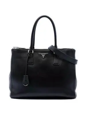 Prada 2010-2026 Large City Calf Galleria Double Zip Satchel - Black