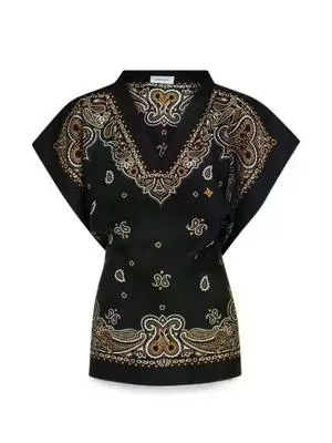 FERRAGAMO Arabesque Print Poncho - Black