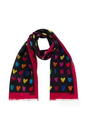 Moschino Heart-print Fringed Scarf