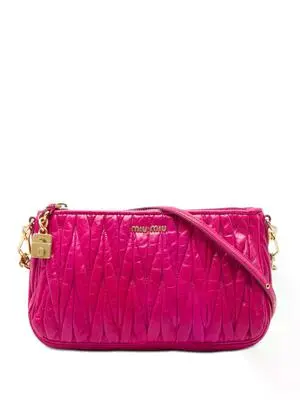 Miu Miu 2010-2026 Matelasse Nappa Lux Charm Shoulder Bag - Pink