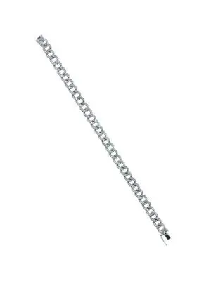 ZYDO Diamond Pavé Cuban-link Bracelet In 18k White Gold - Silver