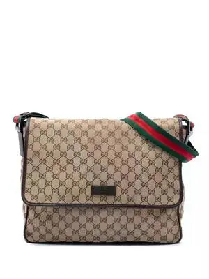 Gucci 2016-2026 Gg Canvas Web Flap Messenger Bag Crossbody Bag - Neutrals