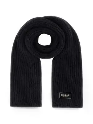 DONDUP Ribbed-knit Logo-patch Scarf - Black