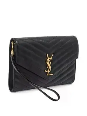 Saint Laurent 2022 Envelope Monogram Pouch - Black