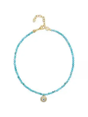 NIALAYA JEWELRY Evil-eye Turquoise Necklace - Gold