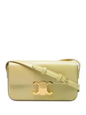 Celine 2021 Shiny Calfskin Triomphe Claude Shoulder Bag - Yellow