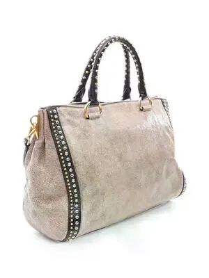 Prada 2000-2013 Studded Leather Bauletto Bag Satchel