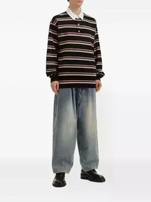 Izzue Striped Long-sleeve Polo Shirt