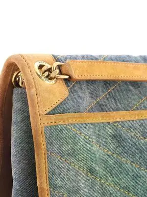 Saint Laurent Niki Chain Flap Bag Matelasse Chevron Denim With Suede Medium Shoulder Bag - Blue