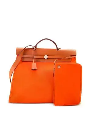 Hermès Herbag Zip Leather And Toile 39 Satchel - Brown