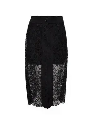 CLUB21 Embroidered-lace Midi Skirt - Black