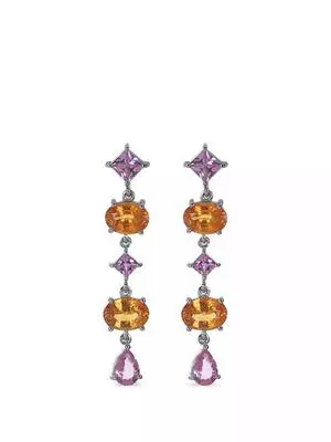 ALEXANDER LAUT Garnet And Pink Sapphire Drop Earrings - Silver