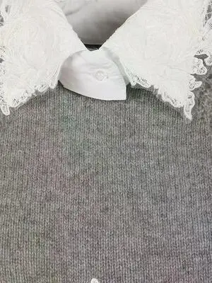 Ermanno Scervino Lace-trim Collared Sweater