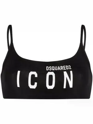 Dsquared2 Logo Print Sports Bra - Black