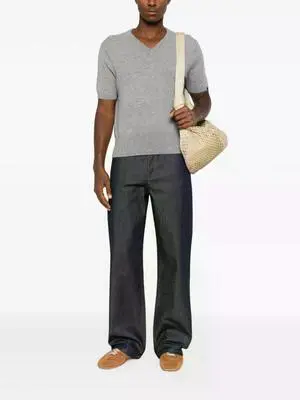 Extreme Cashmere Martina V-neck Short-sleeve Sweater - Grey