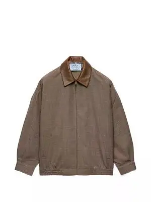 Prada Houndstooth Wool Blouson Jacket