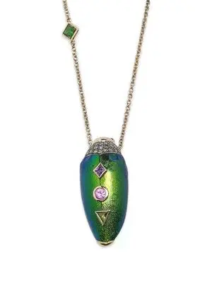BIBI VAN DER VELDEN Scarab Beetle Wing Pendant Necklace