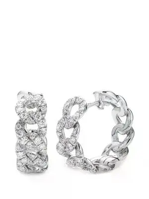 ZYDO Cuban Chain Hoop And Diamond Earrings - Silver