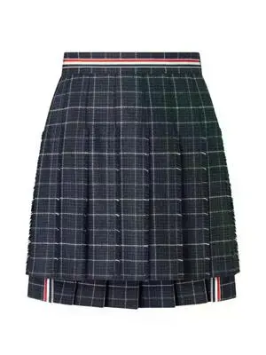 Thom Browne Windowpane Houndstooth Pleated Skirt - Blue