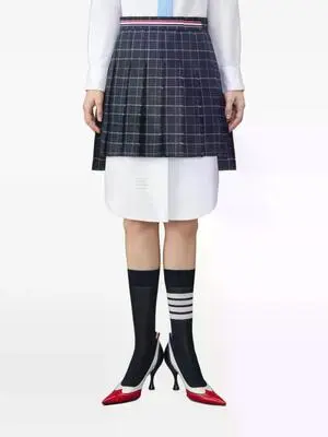 Thom Browne Windowpane Houndstooth Pleated Skirt - Blue