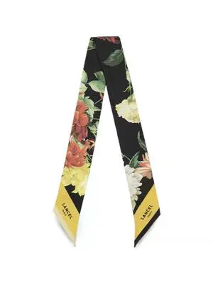 LANCEL Floral-print Silk Headband - Black