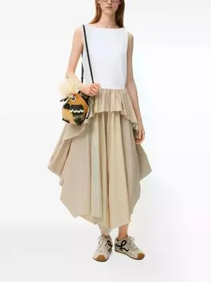 Loewe Sleeveless Ruffled Asymmetric Day Dress - Neutrals