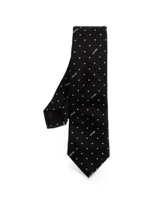 Moschino Polka-dot Logo-embroidered Tie - Black