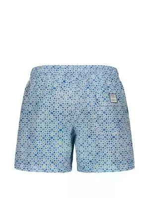 Fedeli Geometric-print Drawstring-waist Swim Shorts